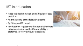 Algorithm evaluation using Item Response Theory | PPTX