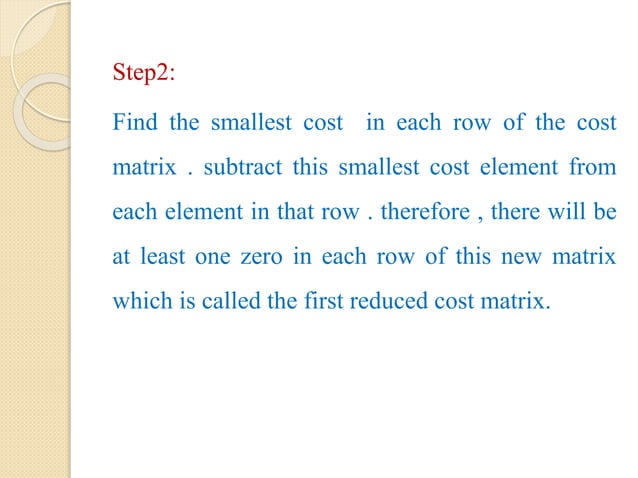 Algorithm for Hungarian Method of Assignment | PPTX