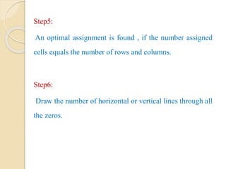 Algorithm for Hungarian Method of Assignment | PPTX
