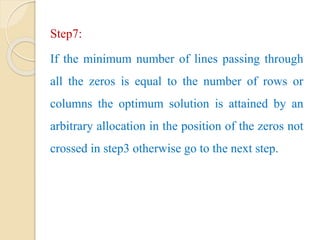 Algorithm for Hungarian Method of Assignment | PPTX