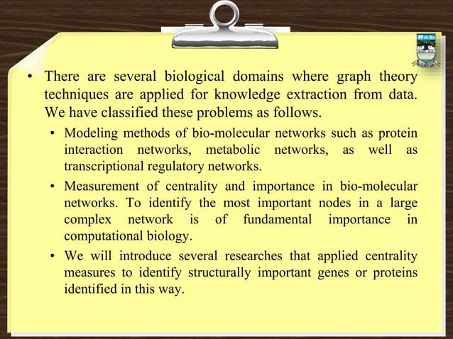 Algorithmic approach to computational biology using graphs | PPT
