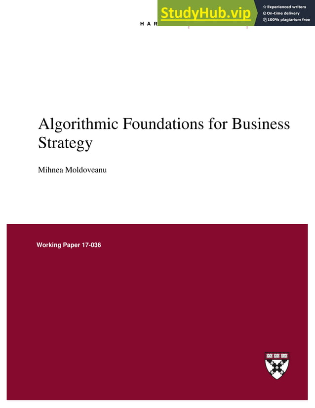 Algorithmic Foundations For Business Strategy | PDF
