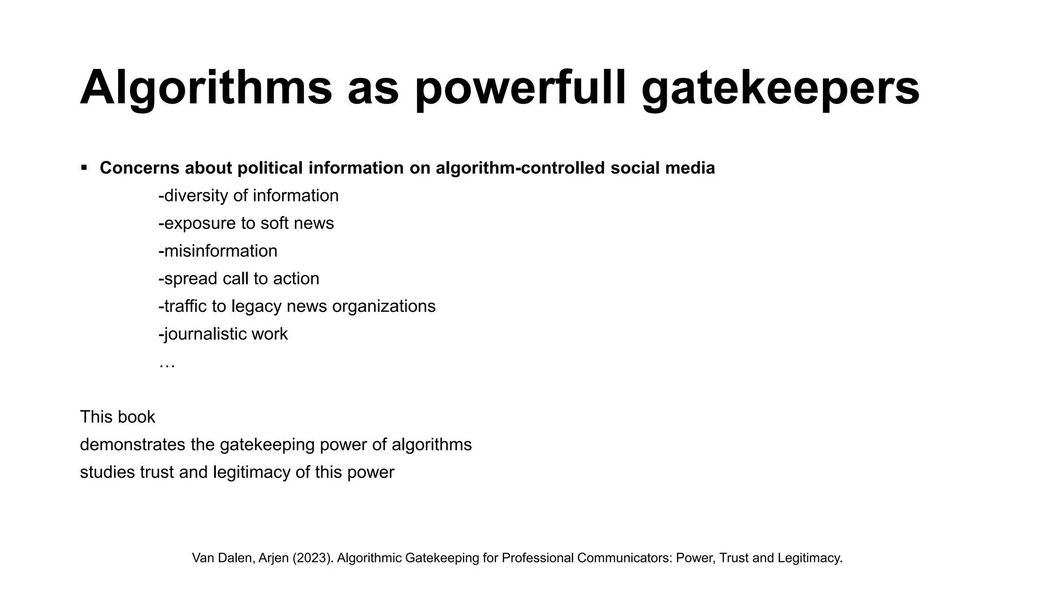 Algorithmic Gatekeeping for Professional Communicators Power Trust and ...