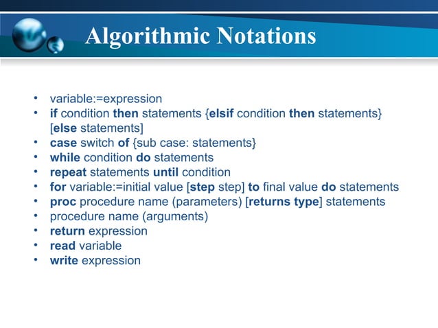 Algorithmic Notations | PPT