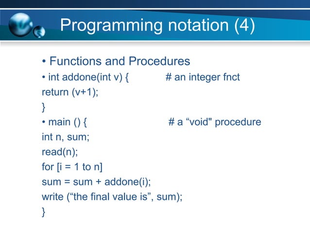 Algorithmic Notations