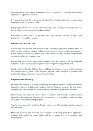 Algorithmic Thinking_ Basics for Gen Z and Gen Alpha.pdf | Educational Assessment | Education