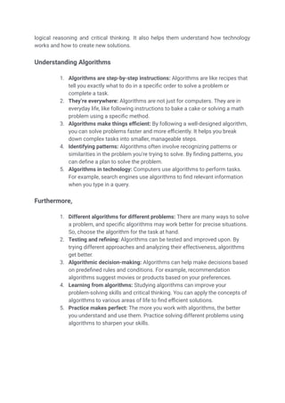 Algorithmic Thinking_ Basics for Gen Z and Gen Alpha.pdf | Educational Assessment | Education