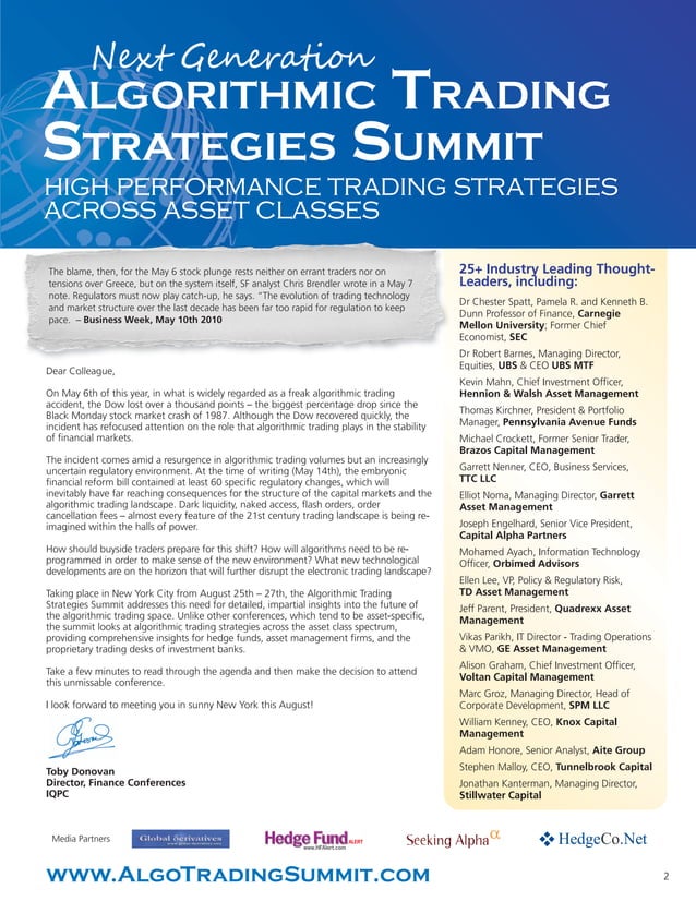 Next Generation Algorithmic Trading Strategies Summit 2010 | PDF ...