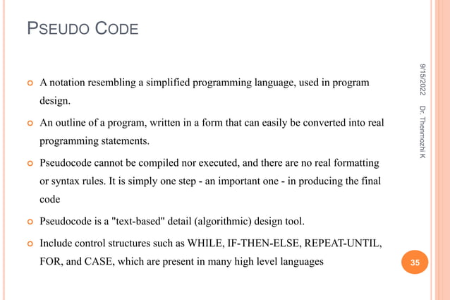 Algorithm,Pseudocode,Flowchart.pptx | Programming Languages | Computing