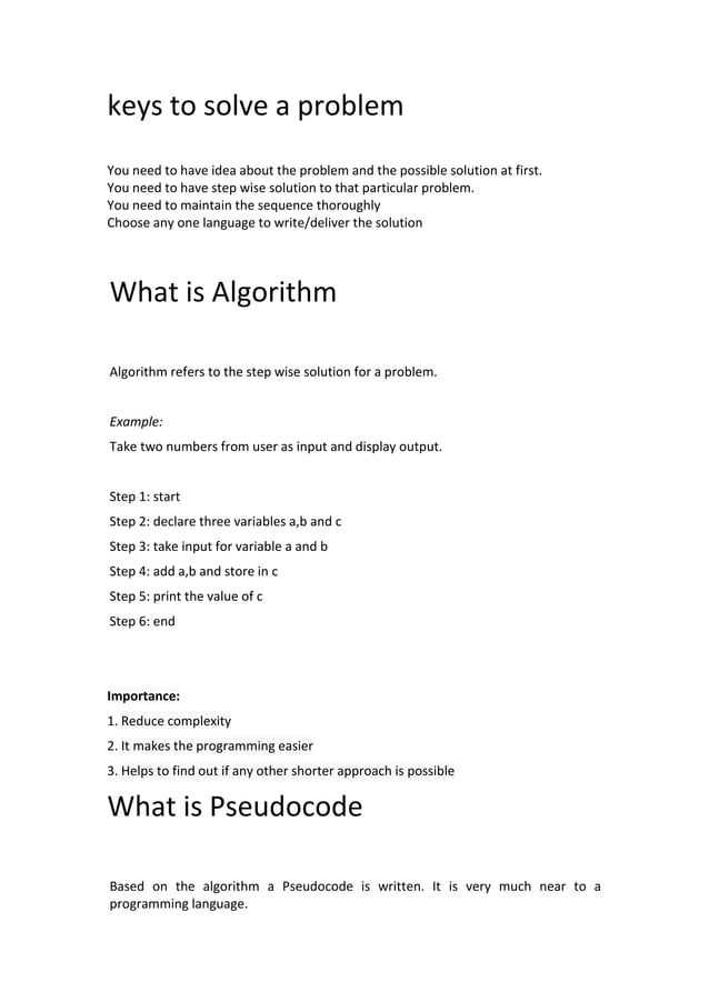 Algorithm pseudocode flowchart program notes | PDF Algorithm pseudocode flowchart program notes | PDF