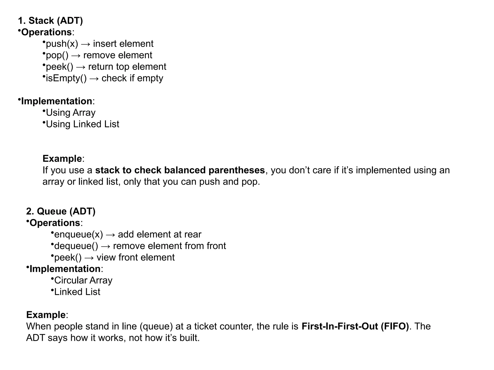 data structures algorithms array,LL,stack,queue | PPTX