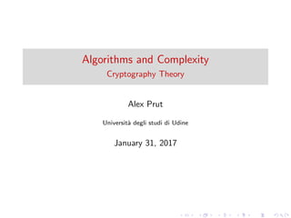 Algorithms and Complexity: Cryptography Theory | PPT