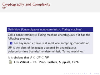 Algorithms and Complexity: Cryptography Theory | PPT