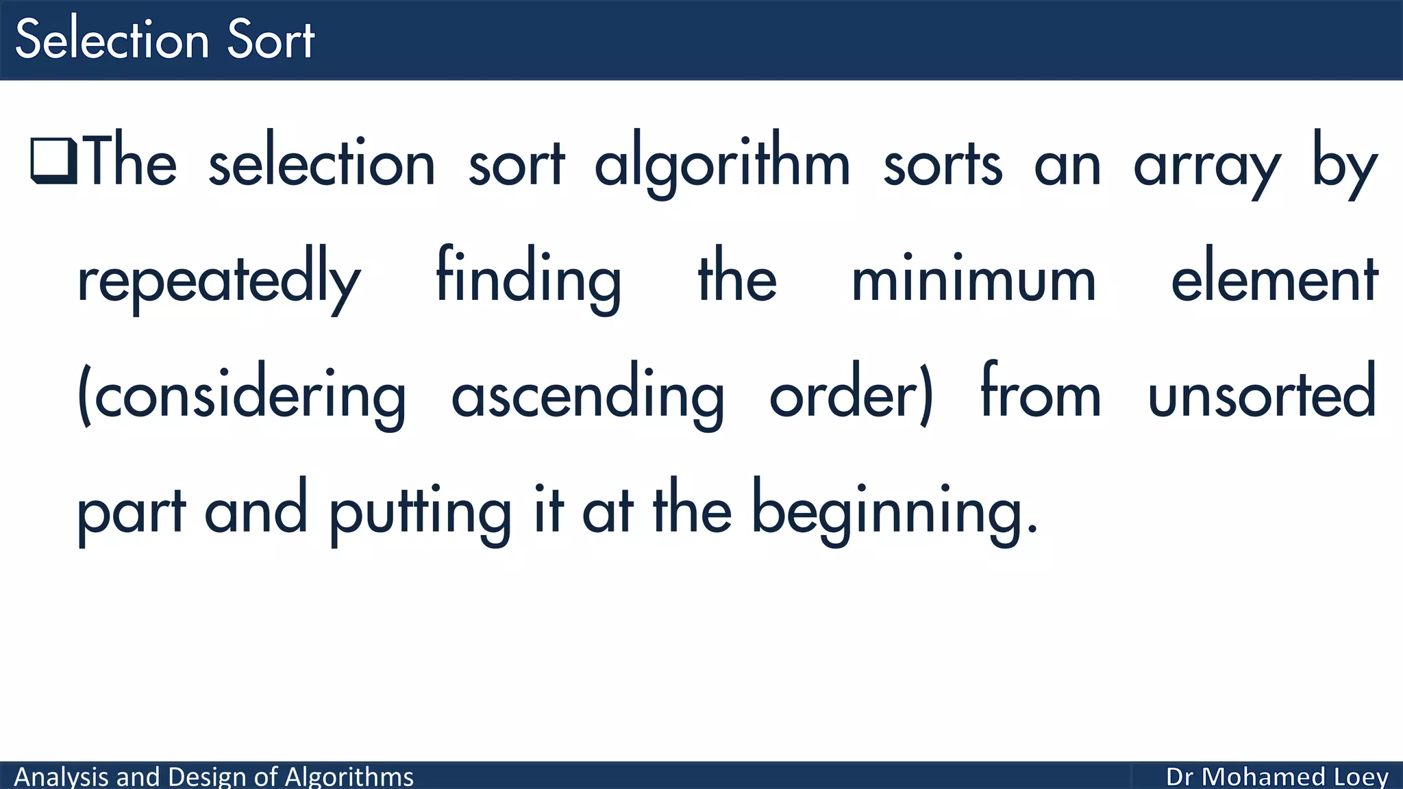 Algorithms Lecture 4 Sorting Algorithms I Ppt