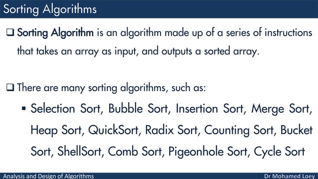 Algorithms Lecture 4: Sorting Algorithms I | PDF