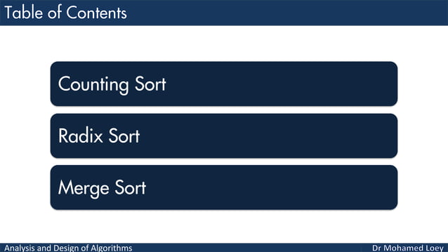 Algorithms Lecture 5: Sorting Algorithms II | PPT