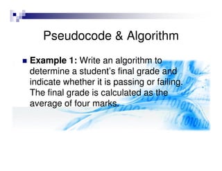 Algorithms and flowcharts | PPT