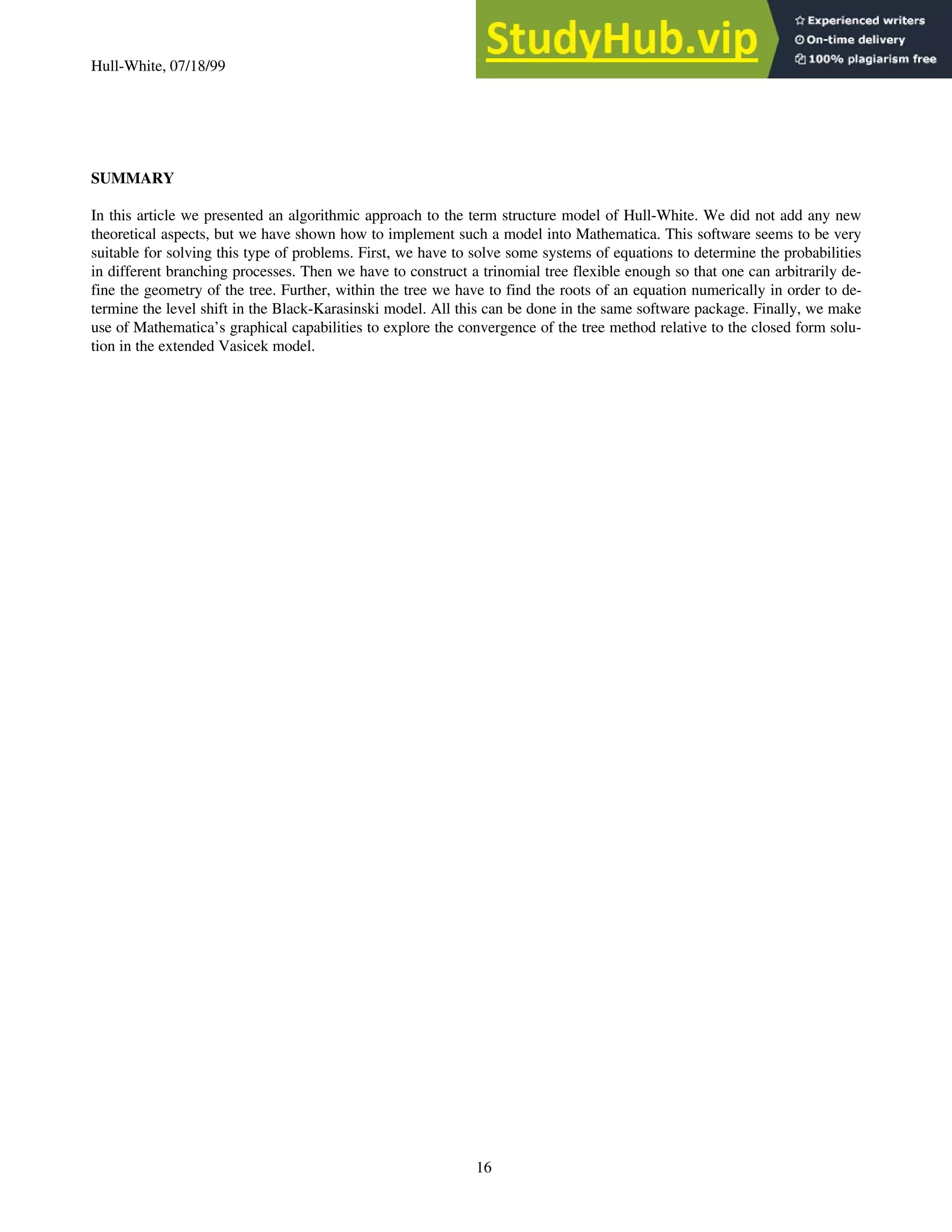 Algorithms Behind Term Structure Models II Hull-White Model | PDF