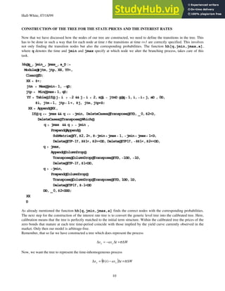 Algorithms Behind Term Structure Models II Hull-White Model | PDF