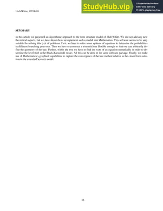 Algorithms Behind Term Structure Models II Hull-White Model | PDF