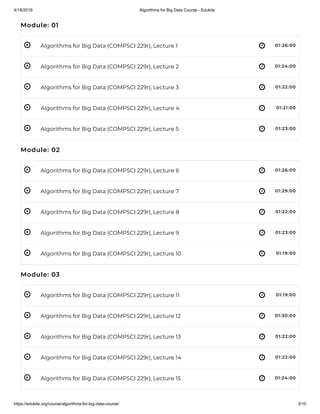 Algorithms for Big Data Course - Edukite | PDF