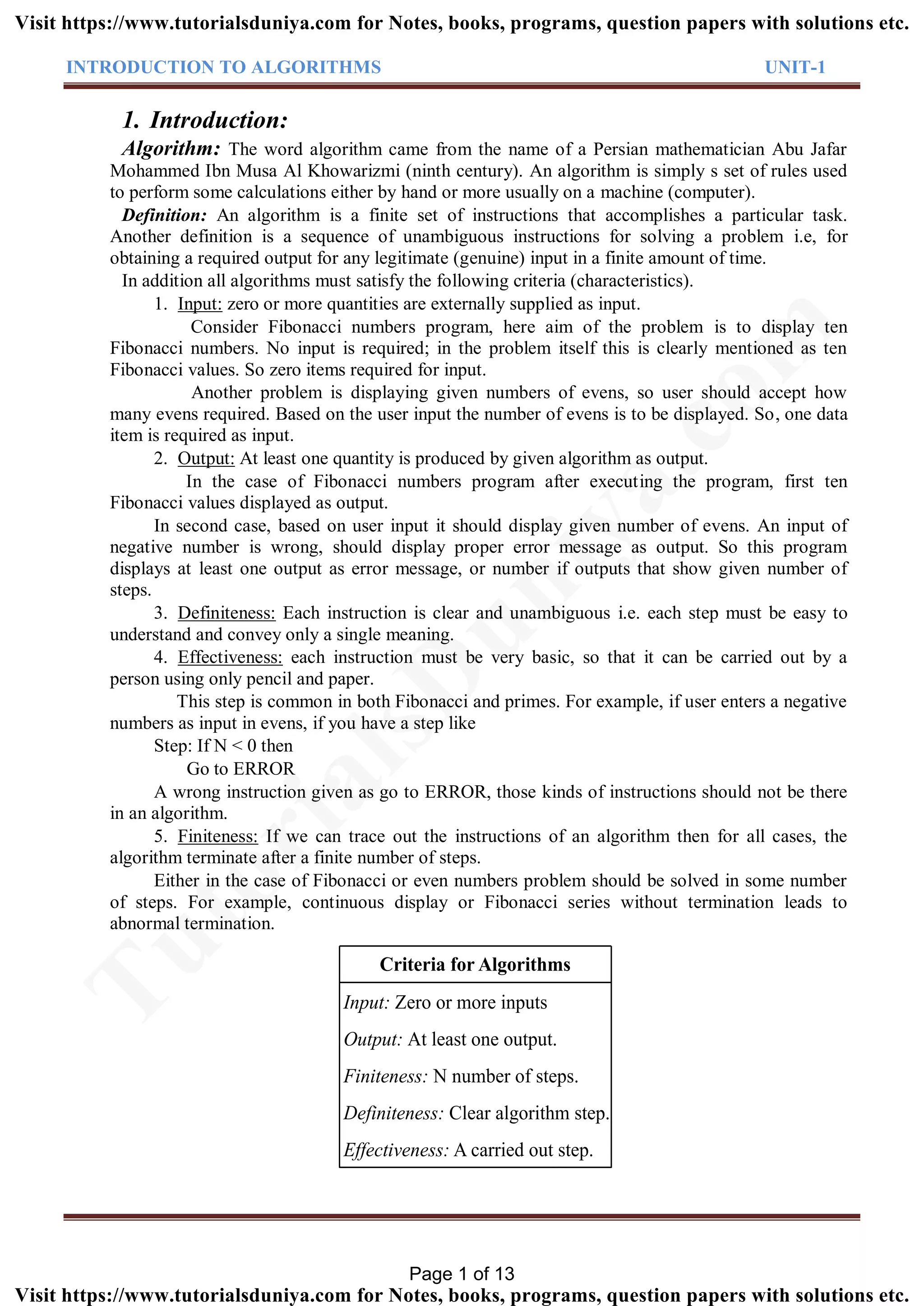 Algorithms notes 2 tutorials duniya | PDF Algorithms notes 2 tutorials duniya | PDF