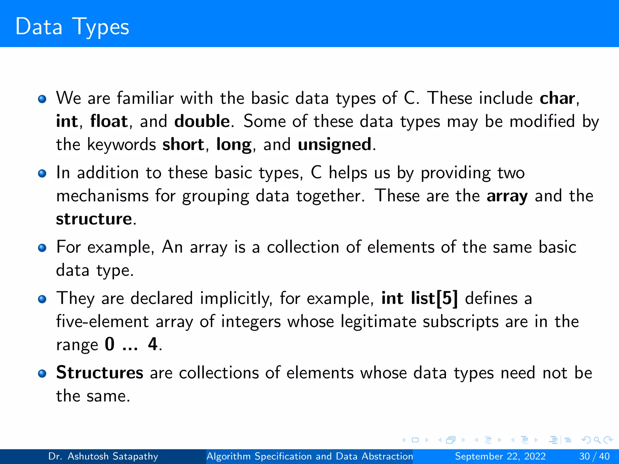 Algorithm Specification And Data Abstraction Ppt