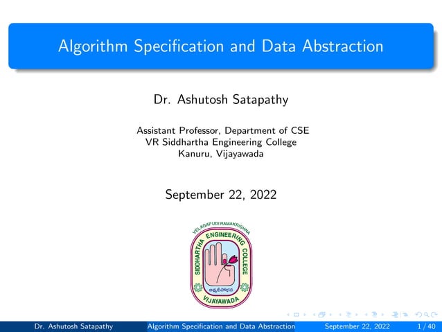 Algorithm Specification and Data Abstraction | PDF