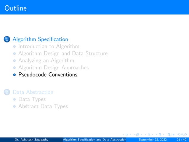Algorithm Specification and Data Abstraction | PDF