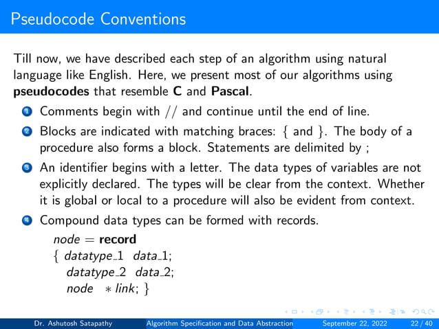 Algorithm Specification And Data Abstraction Pdf