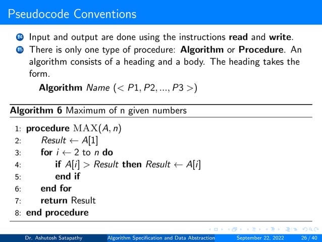 Algorithm Specification And Data Abstraction Ppt