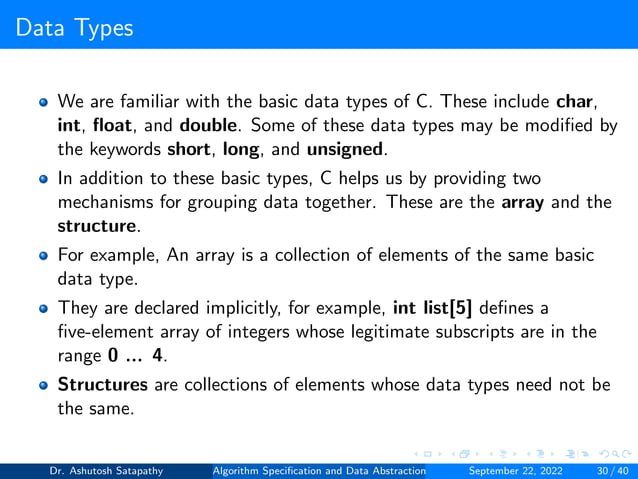 Algorithm Specification and Data Abstraction | PDF