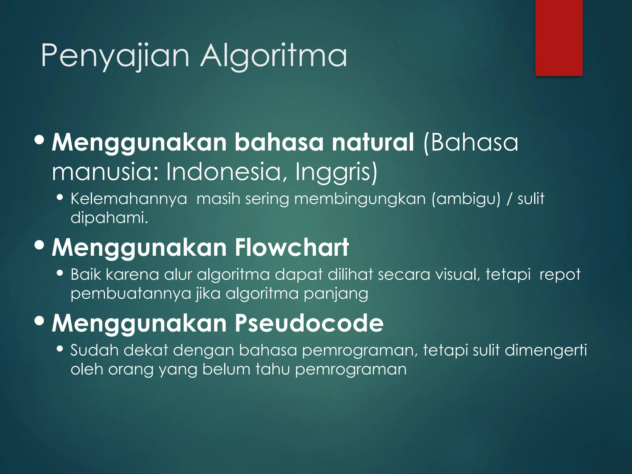 Pengertian Algoritma dan pemrograman dasar | PPT