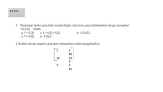 PowerPoint Algoritma Array kelas XI Dan kelas X | PPTX