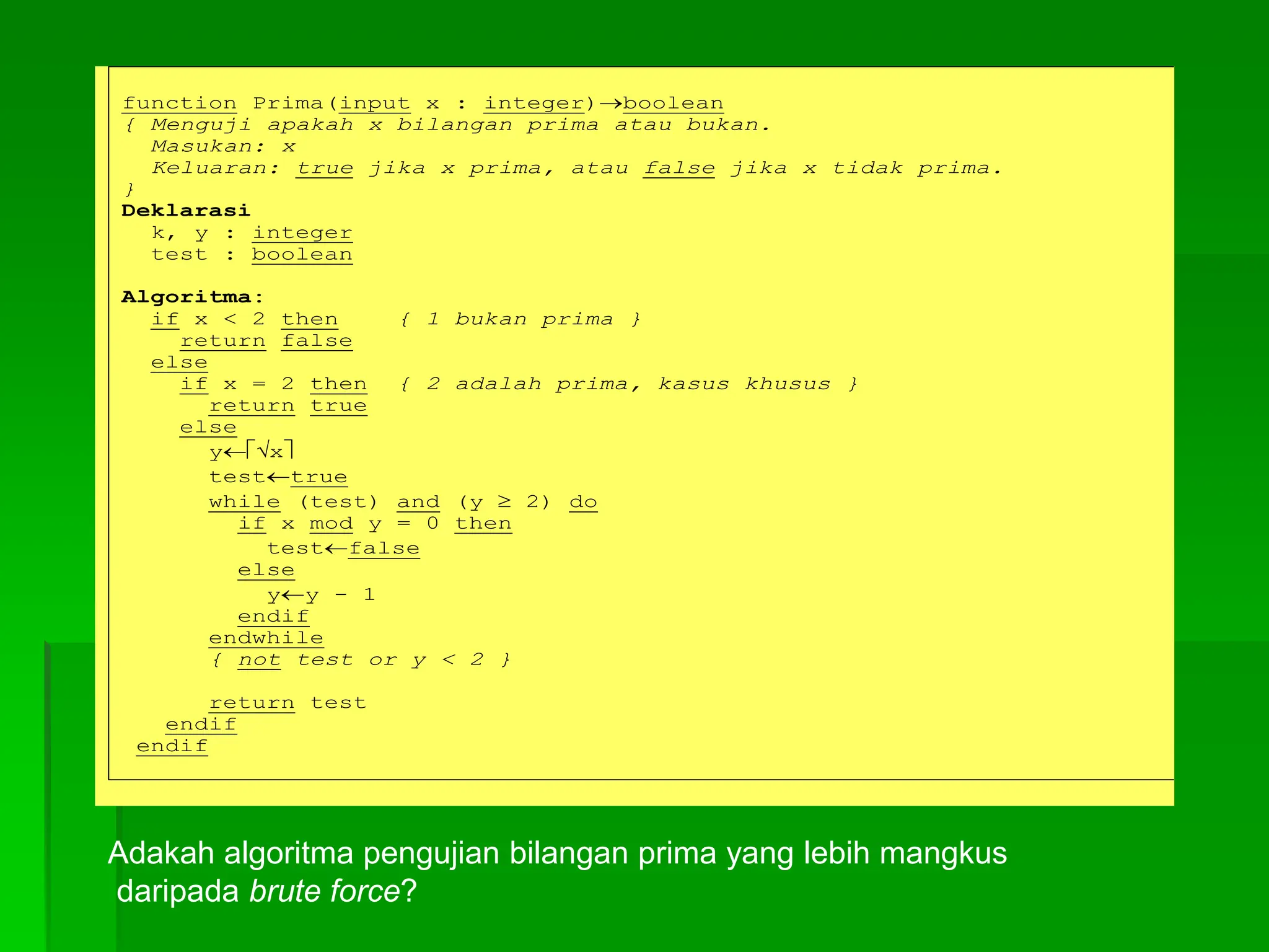 Referensi Materi Algoritma Brute Force Bagian 1 | PPT