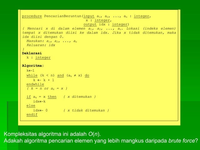 Referensi Materi Algoritma Brute Force Bagian 1 | PPT
