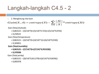 Algoritma c.45 Decision tree learning untuk data mining | PPTX