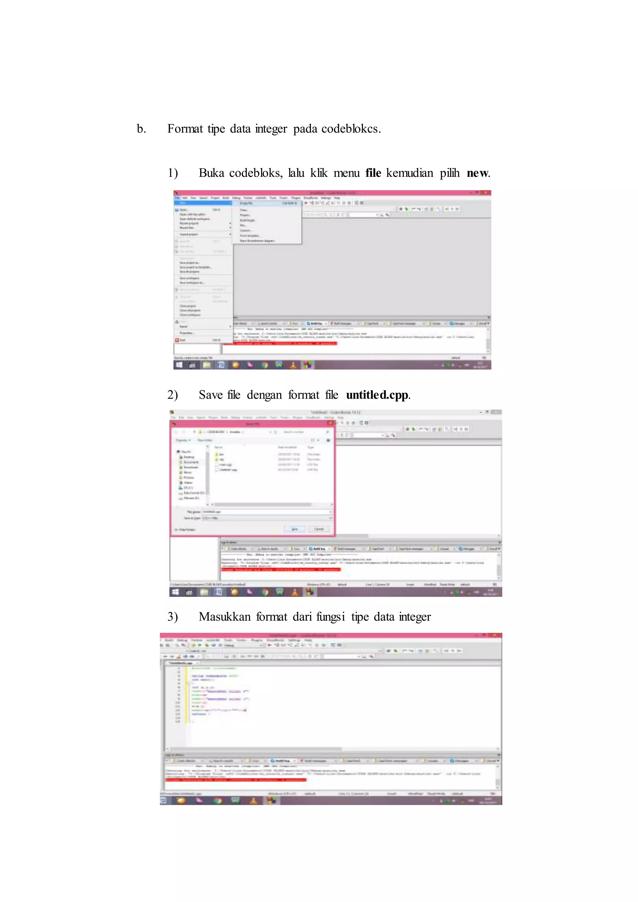 Pembagian Dua Bilangan Menggunakan Fungsi Integer Pada Codeblocks | DOCX