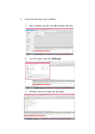 Pembagian Dua Bilangan Menggunakan Fungsi Integer Pada Codeblocks | DOCX