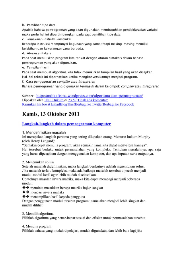 Algoritma dan pemrograman | DOCX