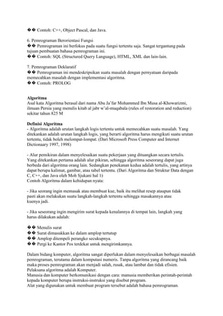 Algoritma dan pemrograman | DOCX