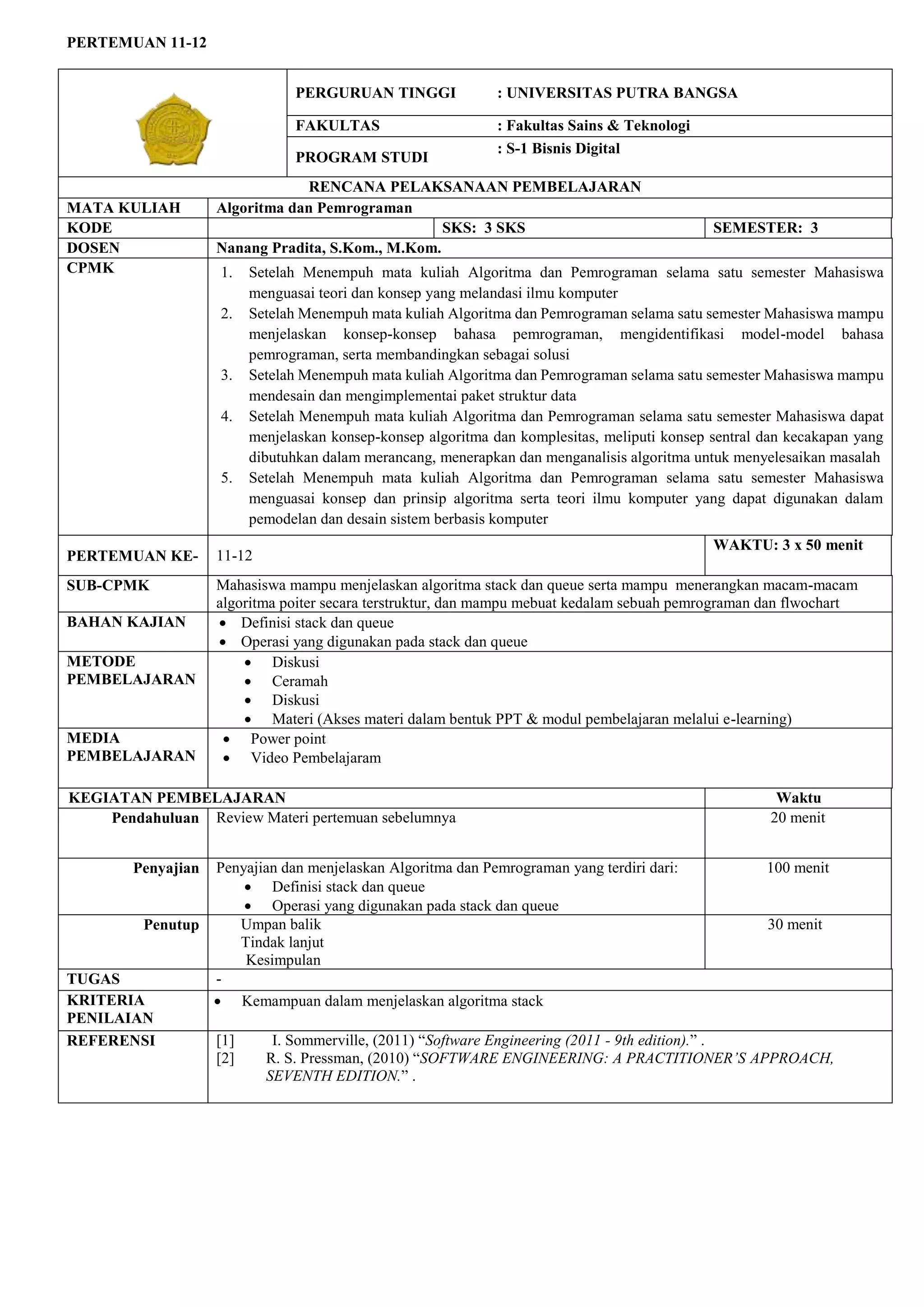 Algoritma dan Pemrograman | DOCX