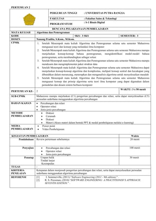 Algoritma dan Pemrograman | DOCX