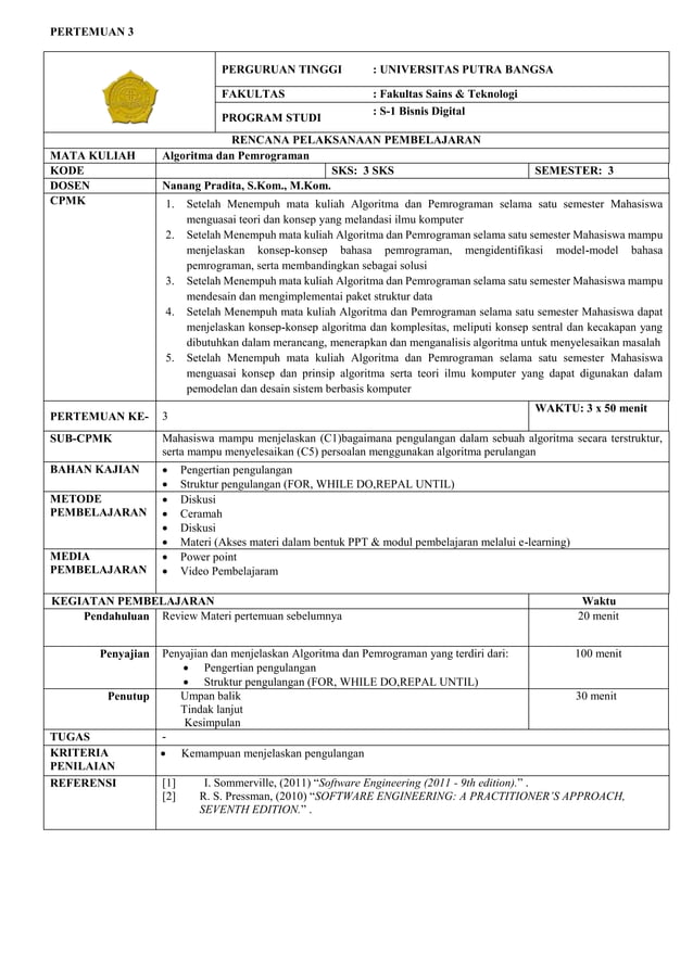 Algoritma dan Pemrograman | DOCX