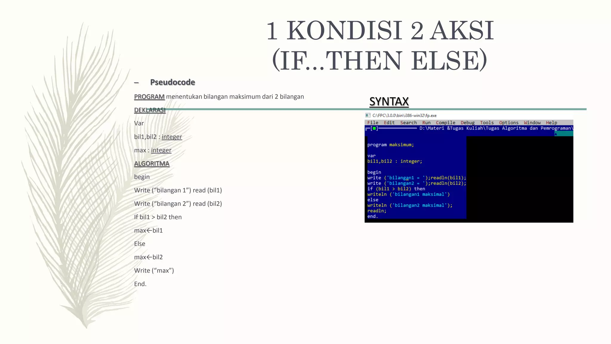 Algoritma dan pemrograman 1 | PPT