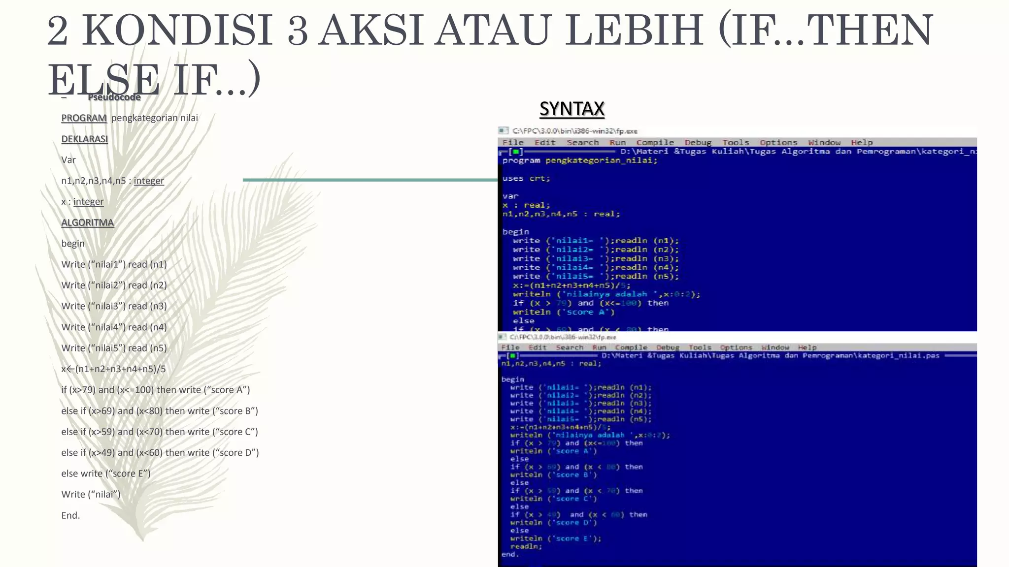 Algoritma dan pemrograman 1 | PPT