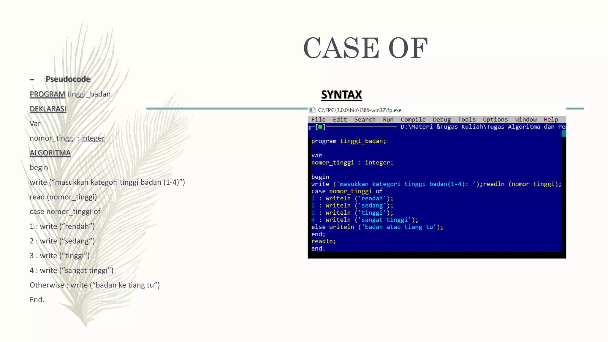 Algoritma dan pemrograman 1 | PPT