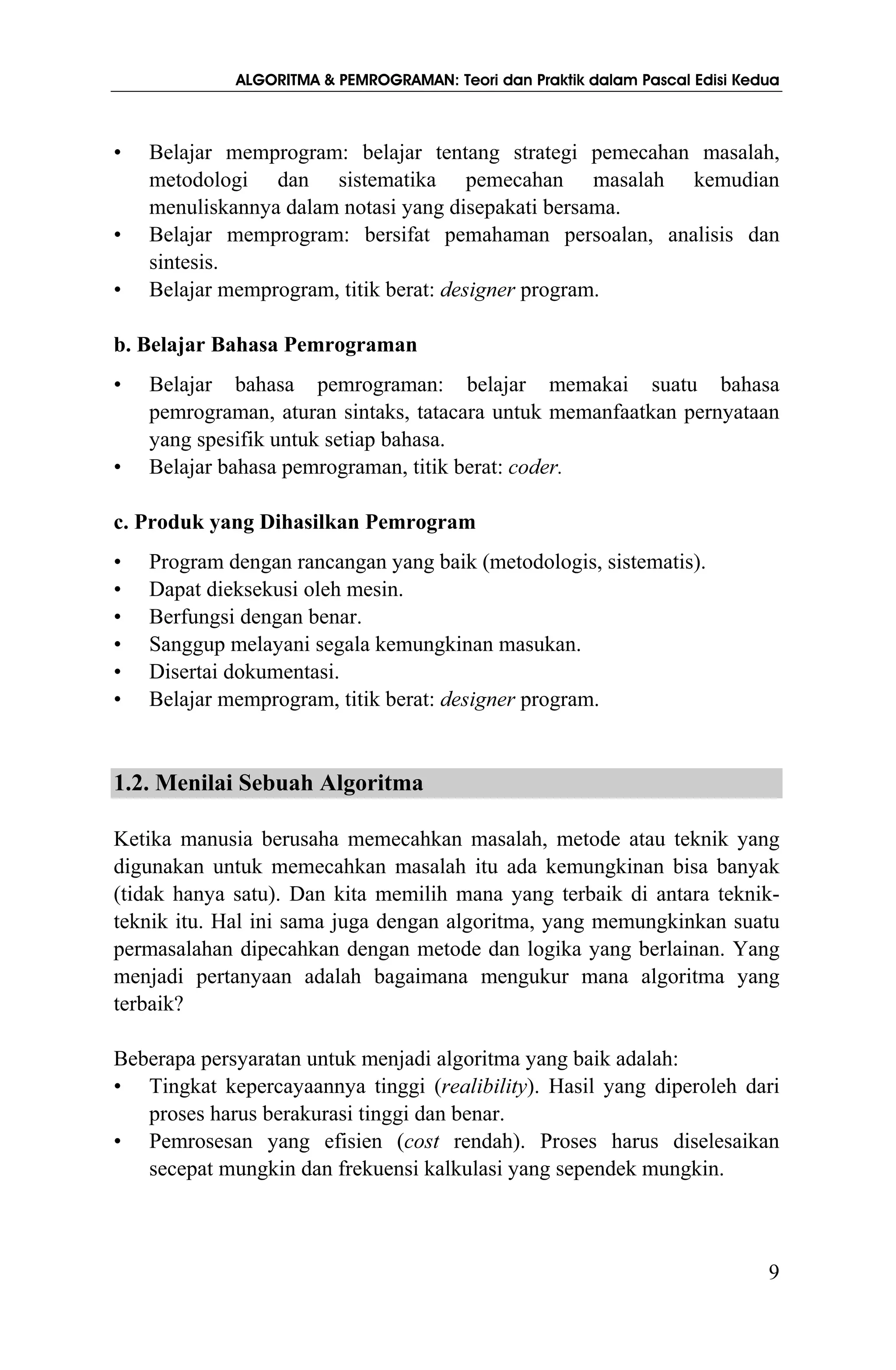 Algoritma Dan Pemrograman; Teori Dan Praktik Dalam Pascal Edisi Kedua ...