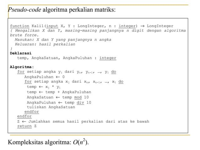 Algoritma divide and conquer (lanjutan) | PPT