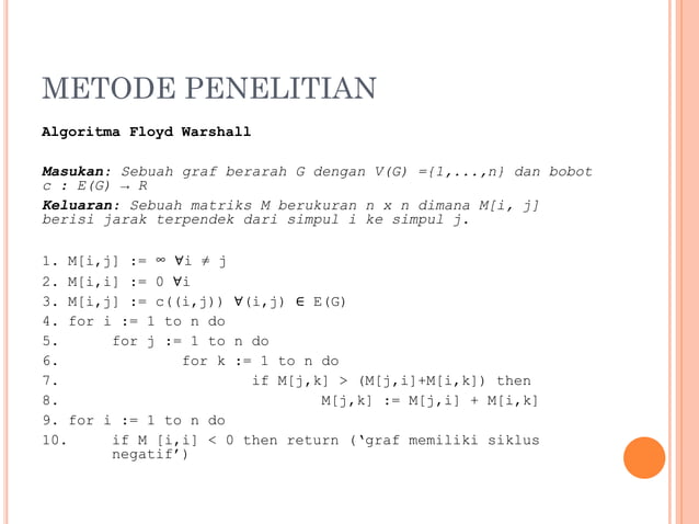 Algoritma floyd warshall dengan siklus negatif | PDF